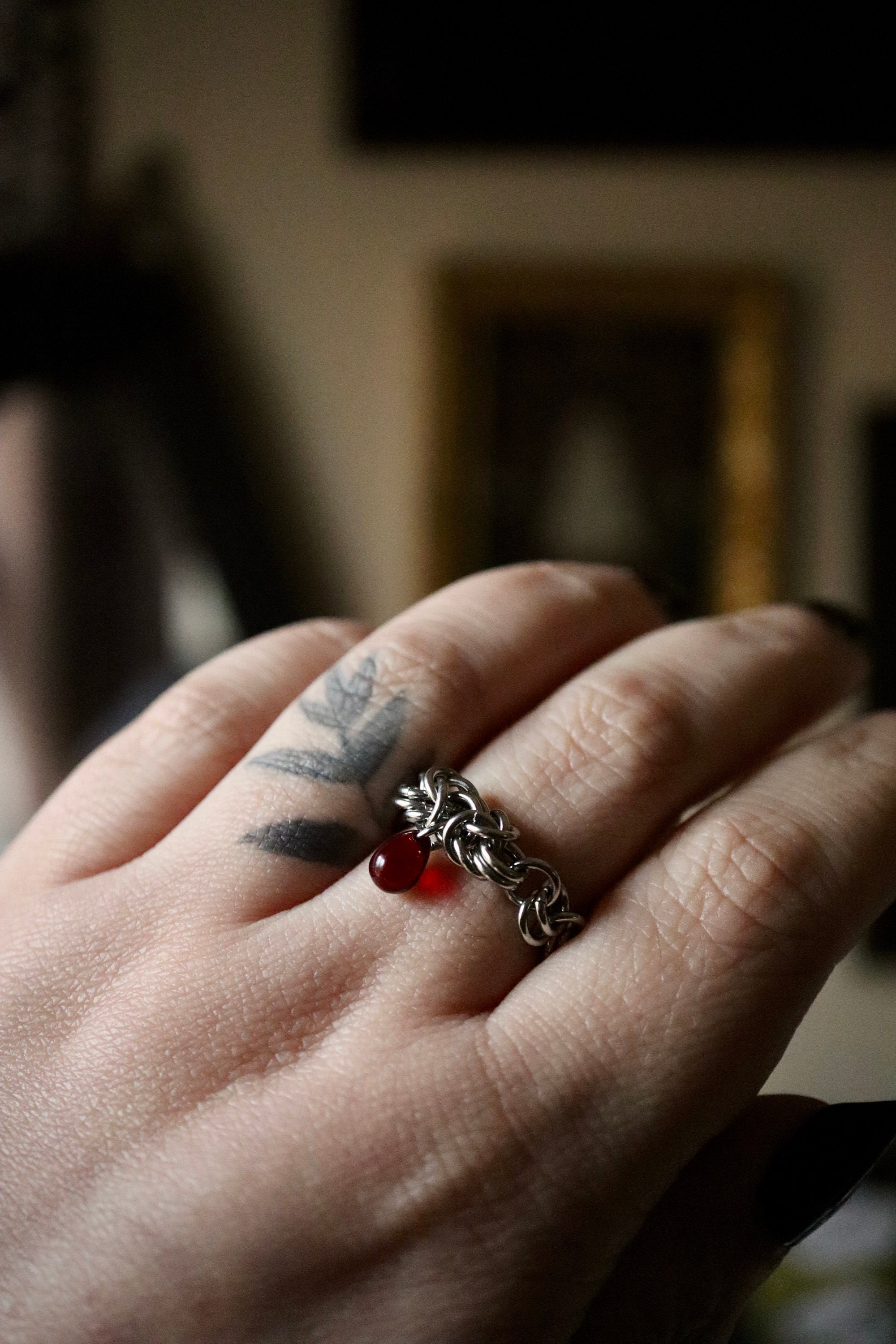 SANGUINE Chainmaille Blood Drip Ring Stainless Steel Chainmail Jewelry ...