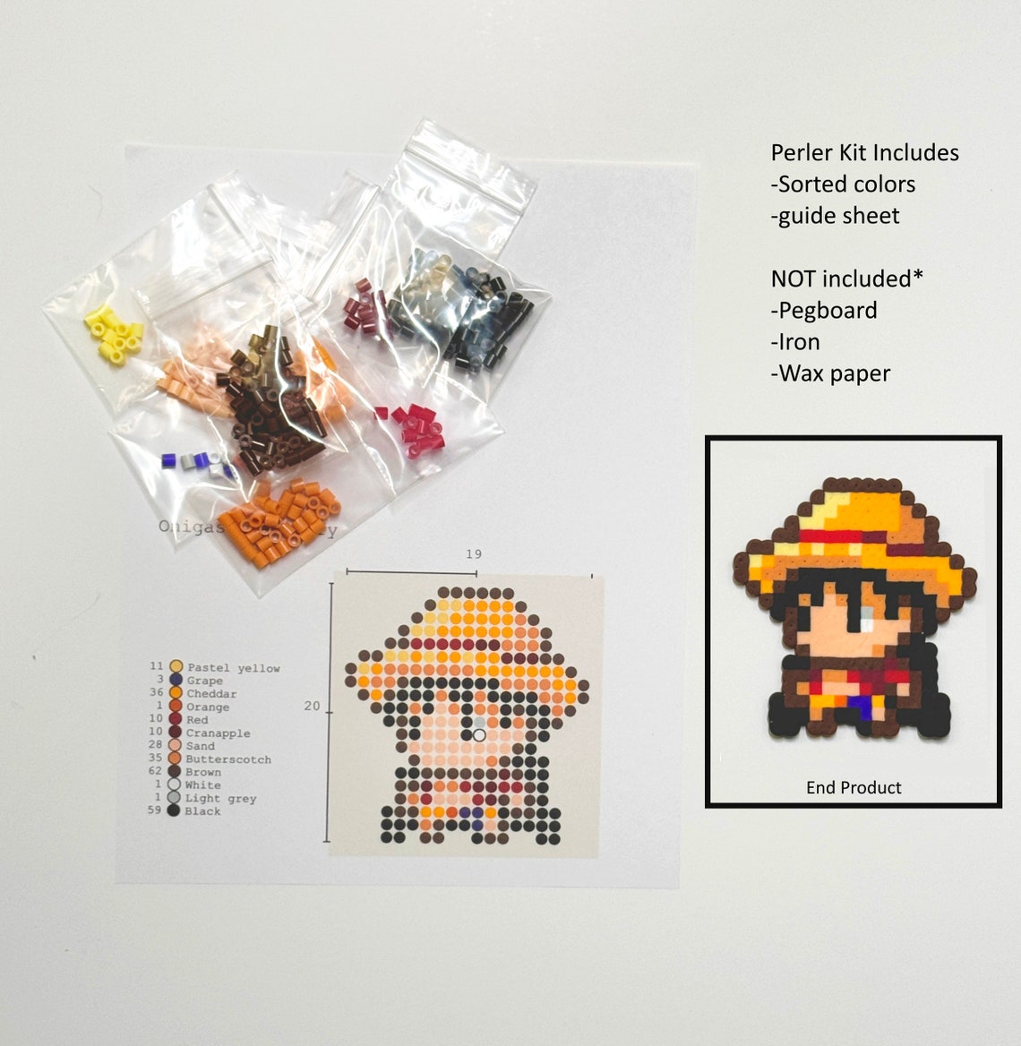 One Piece Perler Bead Sprites Kits - Etsy
