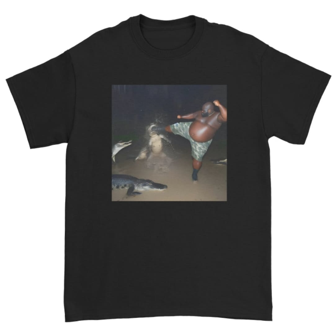 Man Kick Alligator in Swamp Shirt Tee, Gator, Crocodile, Funny, Viral ...