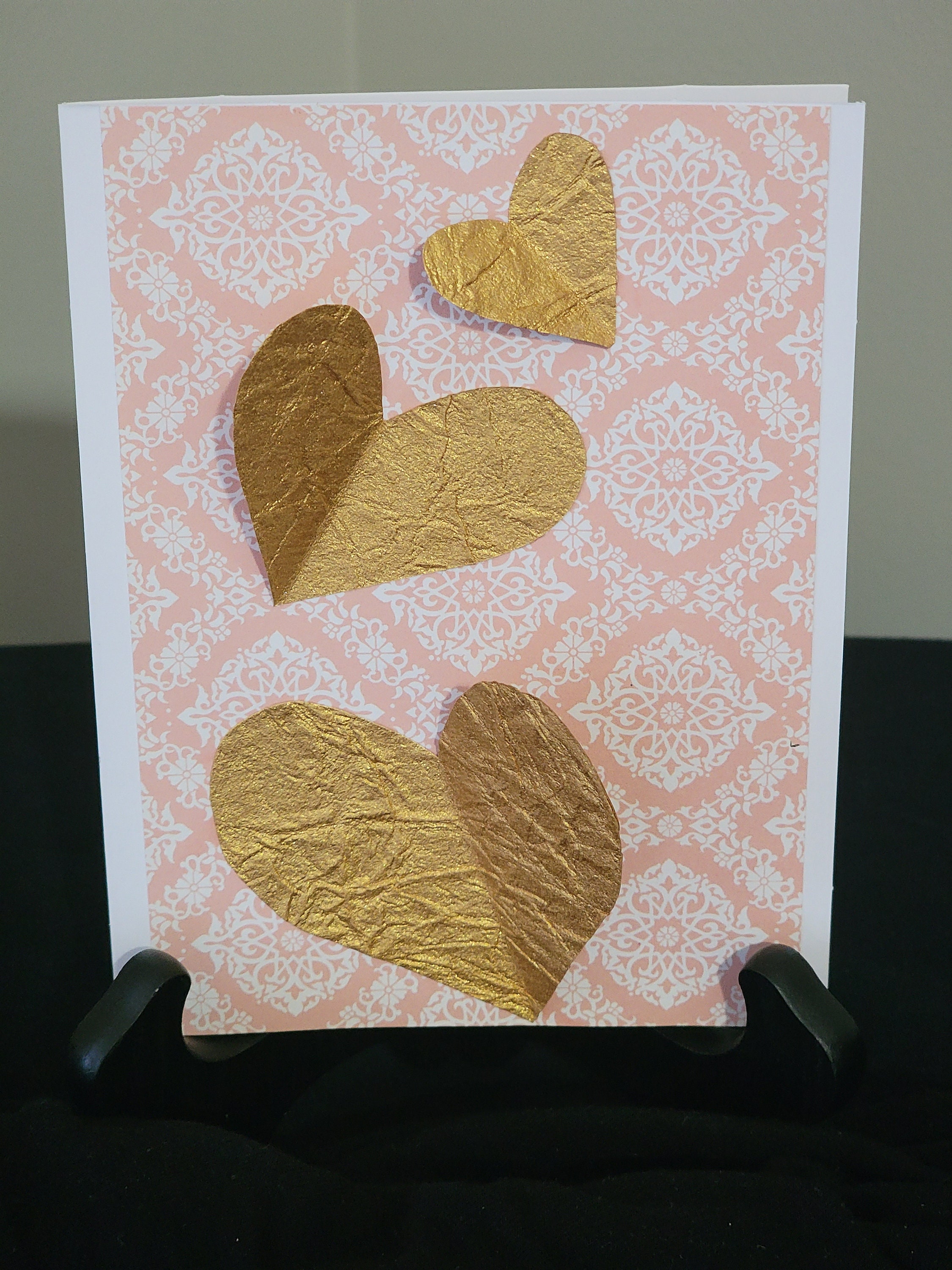 Custom Made Card White Rectangle Card Light Pink and White Ikat Pattern ...