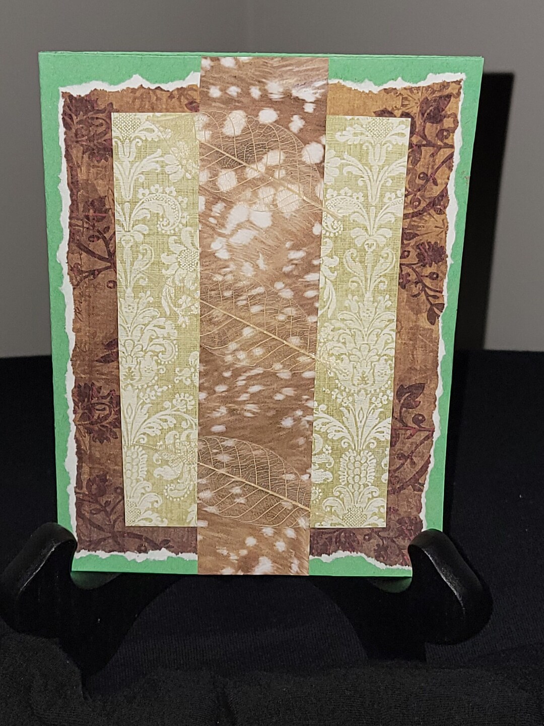 Custom Made Card Green Rectangle Card Brown, Burgandy, Soft Green ...