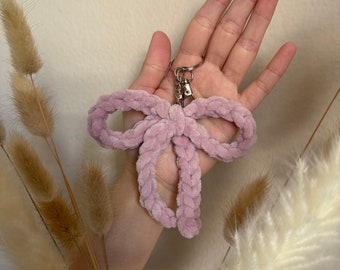 Handmade Crochet Bow Beaded Keychain Coquette Bag Charm Gift Idea - Etsy