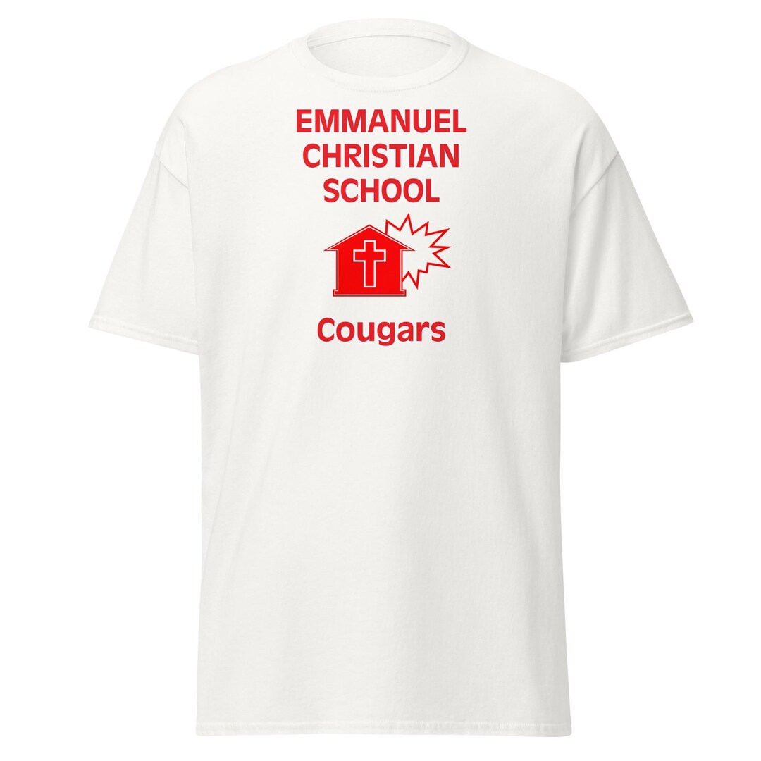 Emmanuel Christian School Cougars White and Red Gym Shirt - Etsy