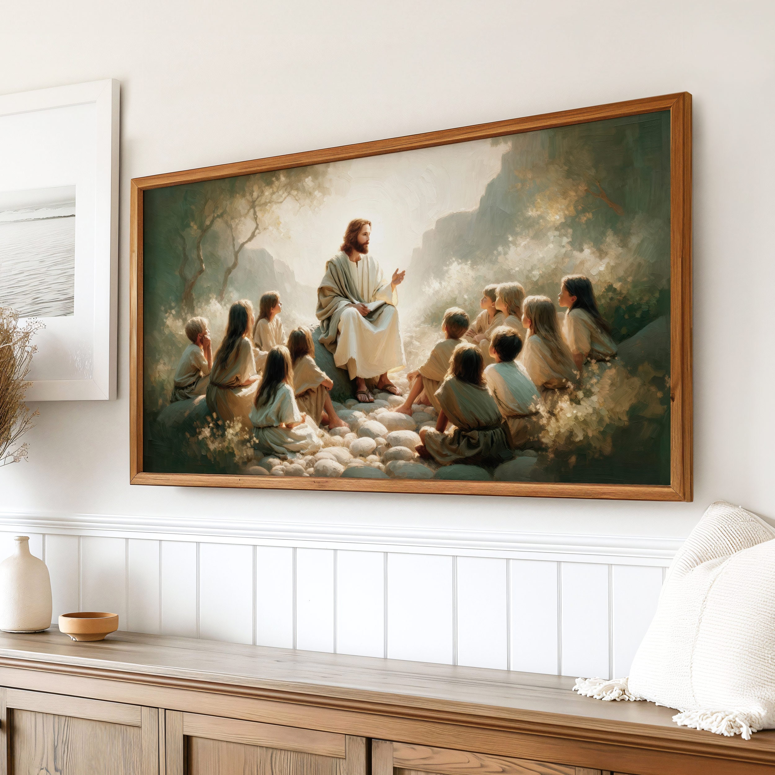 Frame TV Jesus Teaching Children Wallpaper, Christ Portrait, Samsung ...