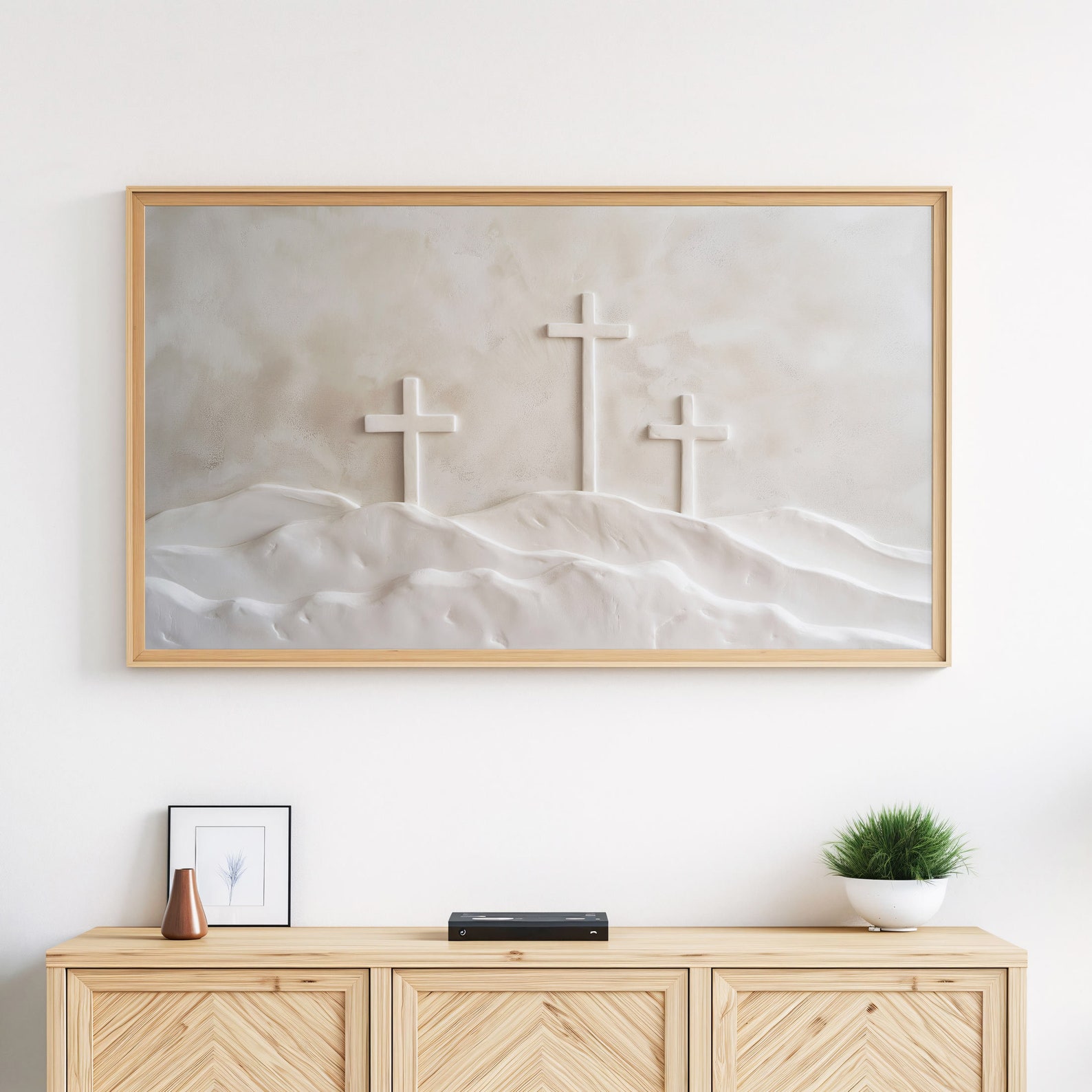 Christian Calvary Frame TV Art Samsung Wallpaper, Abstract Golgotha ...