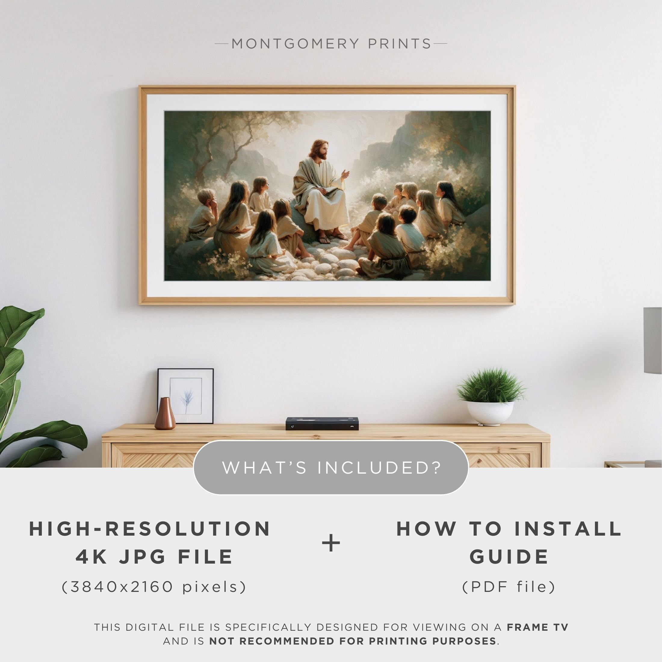 Frame TV Jesus Teaching Children Wallpaper, Christ Portrait, Samsung ...