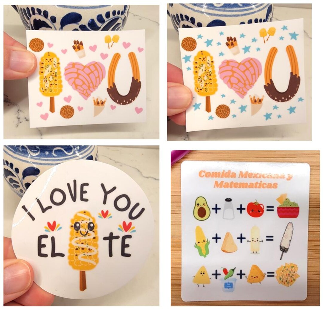 4-pack Bilingual-inspired White Glossy Stickers for Valentine's Day - Etsy