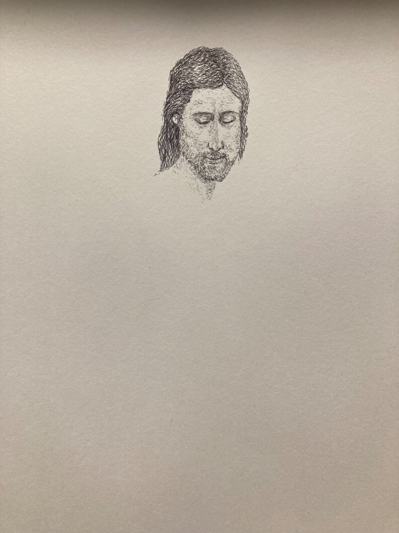 Jesus Christ With a Little Lamb Ink Sketch - Etsy