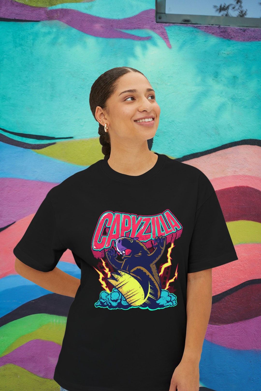 Vintage Capybara Graphic Tee Capybara Unisex Oversized Boxy T-shirt ...