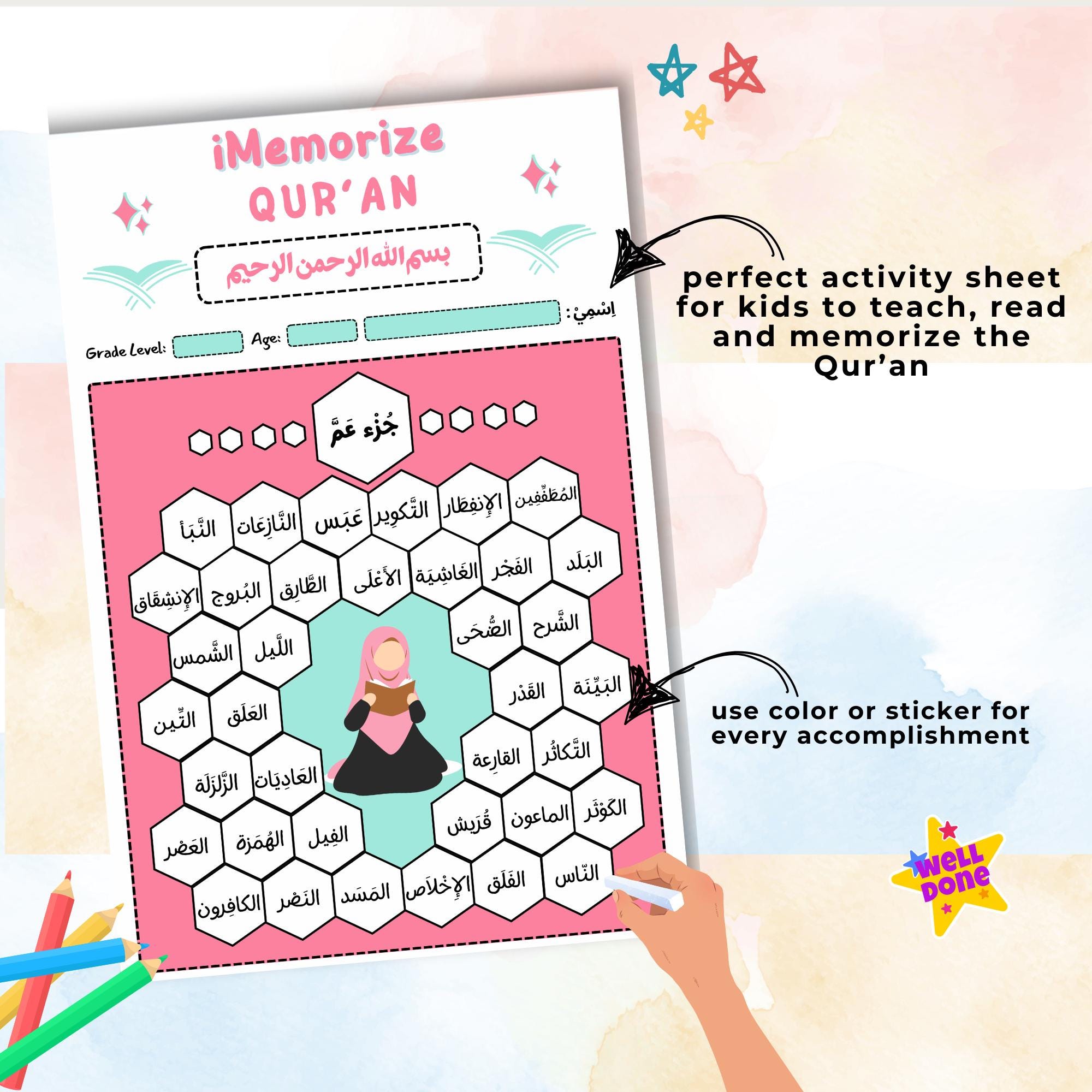 Juz Amma Tracker Progress Chart, Quran Learning, Islam, Quran Tracker ...