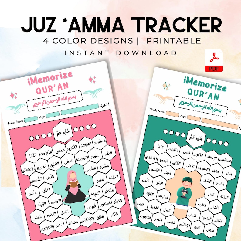 Juz Amma Tracker Progress Chart, Quran Learning, Islam, Quran Tracker ...