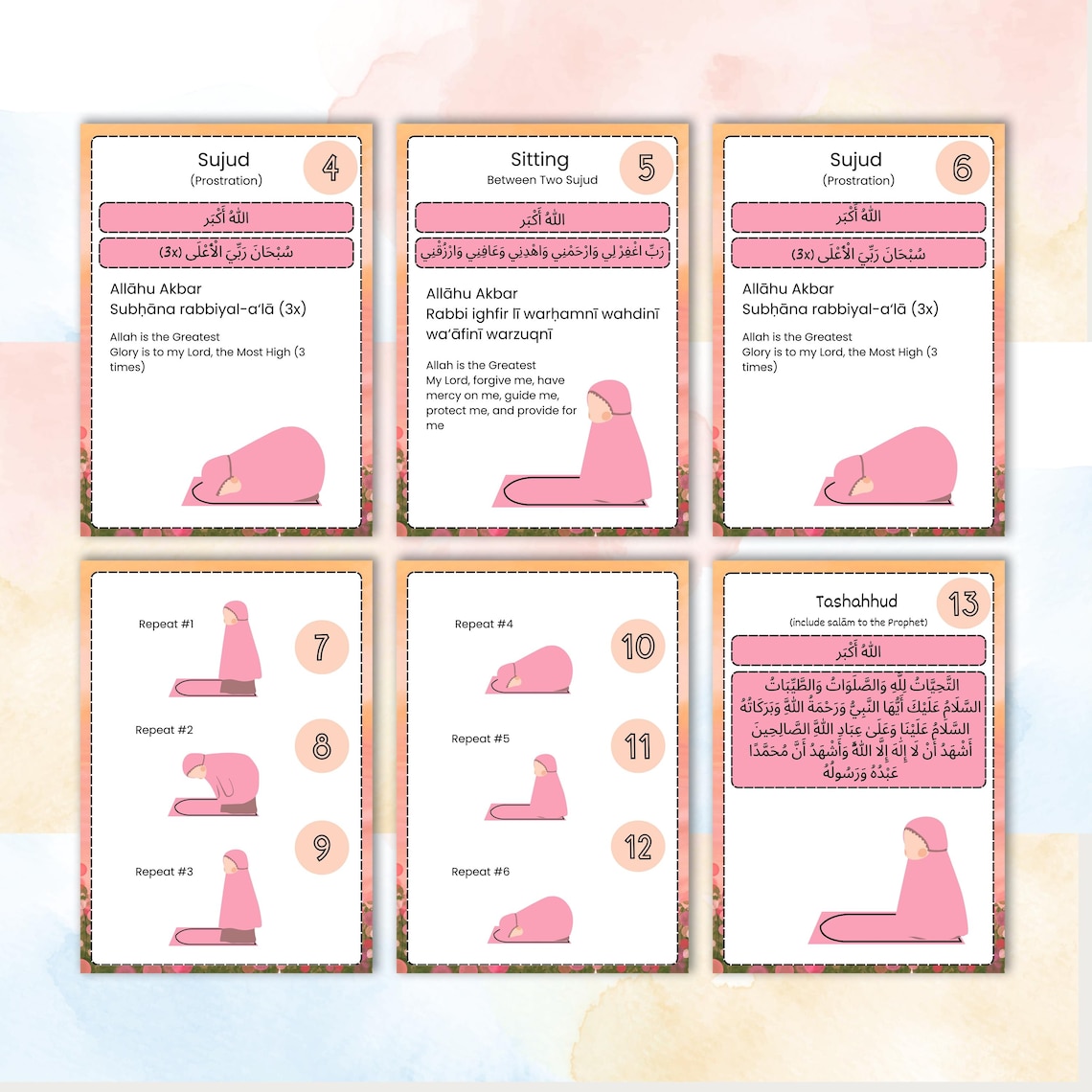 Islamic Prayer Steps Printable Flashcards, Learn Salah Islam With ...