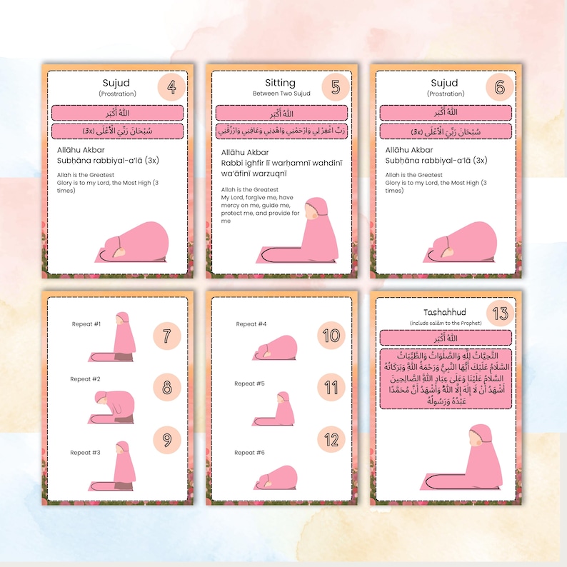 Islamic Prayer Steps Printable Flashcards, Learn Salah Islam With ...