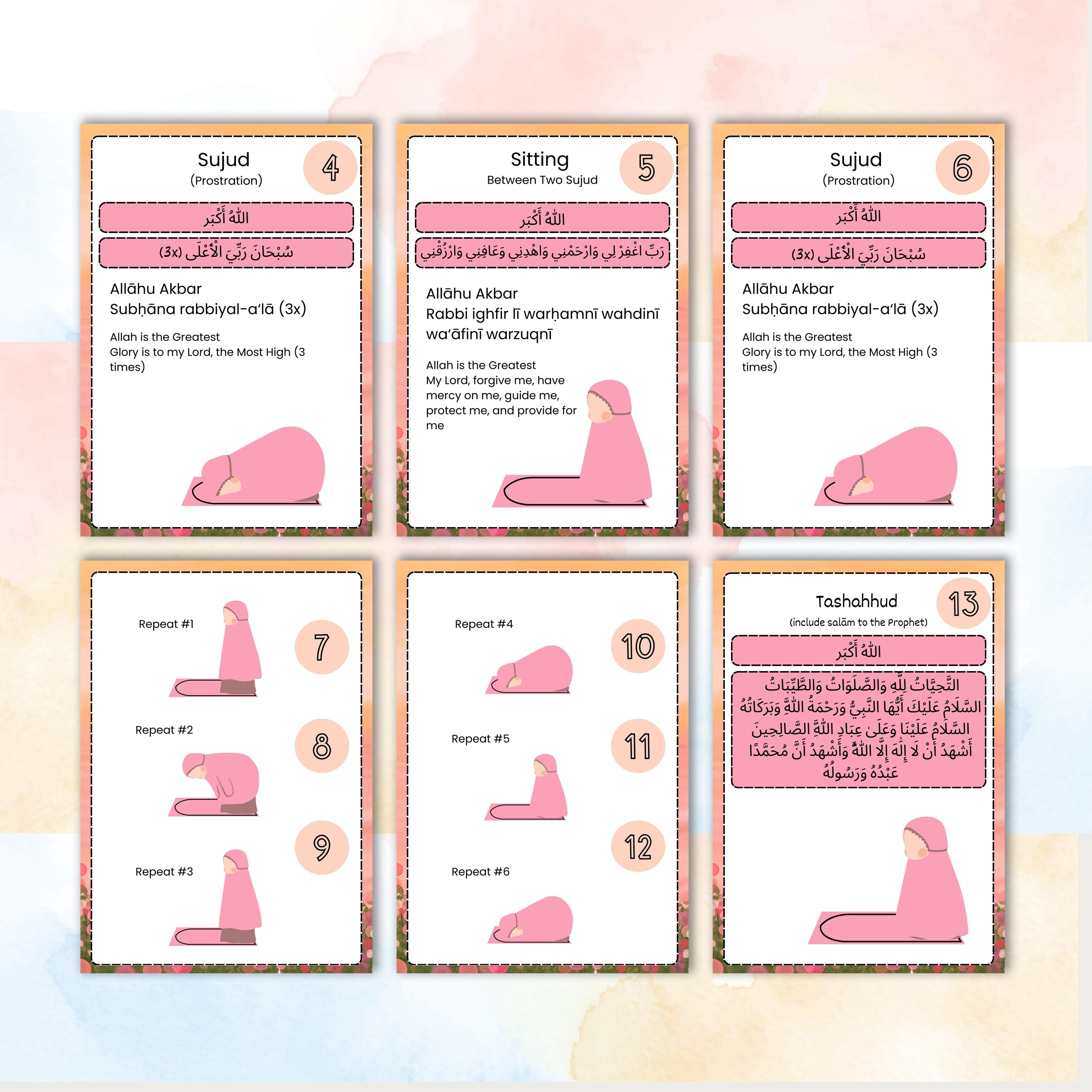 Islamic Prayer Steps Printable Flashcards, Learn Salah Islam With ...
