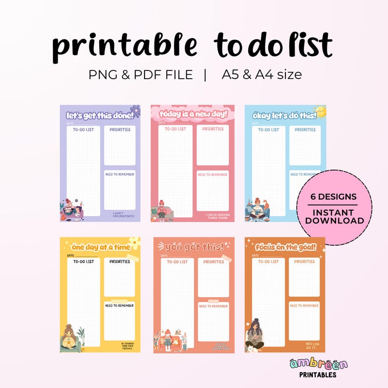 Kawaii Aesthetic Girl To-do List and Notepad Gen Z Millenial Ready to ...