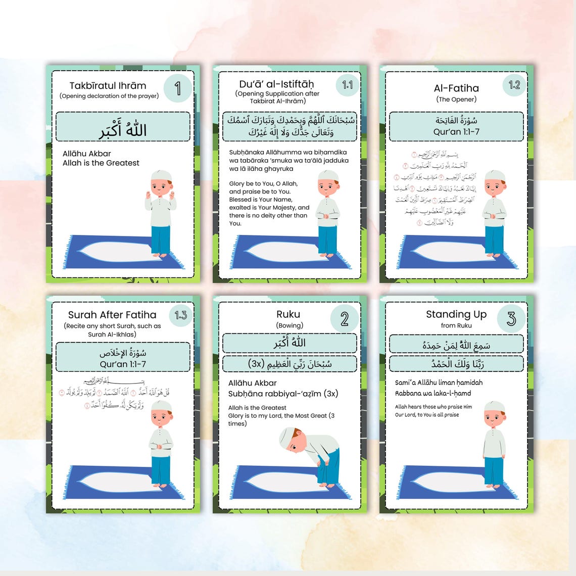 Islamic Prayer Steps Printable Flashcards, Learn Salah Islam With ...
