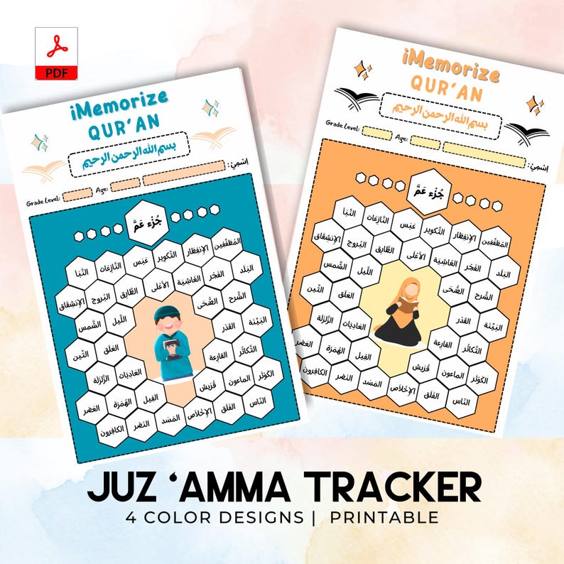 Juz Amma Tracker Progress Chart, Quran Learning, Islam, Quran Tracker ...
