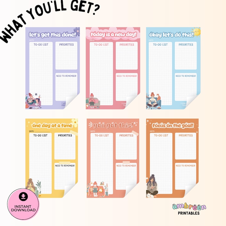 Kawaii Aesthetic Girl To-do List and Notepad Gen Z Millenial Ready to ...