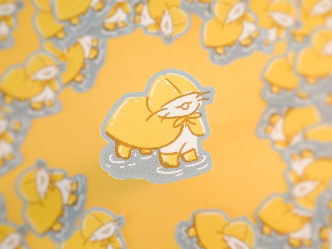 Raincoat Cat Sticker - Etsy