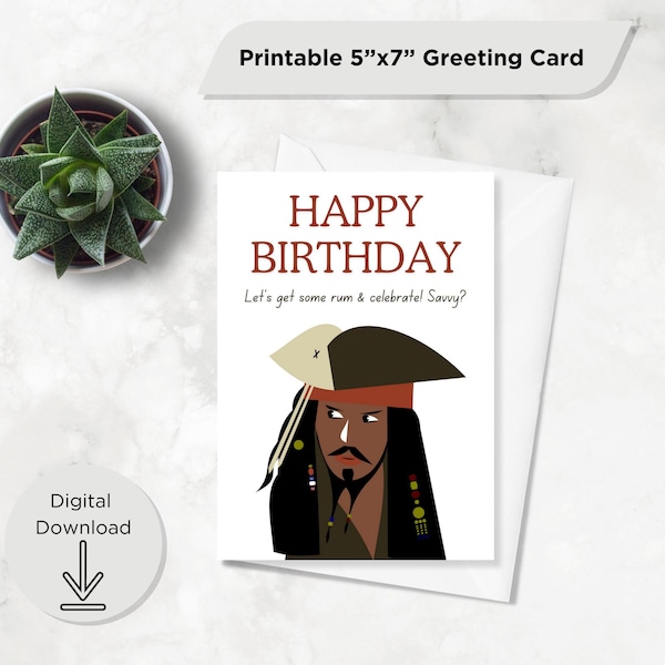 Captain Jack Sparrow Inspired Birthday Card - Etsy
