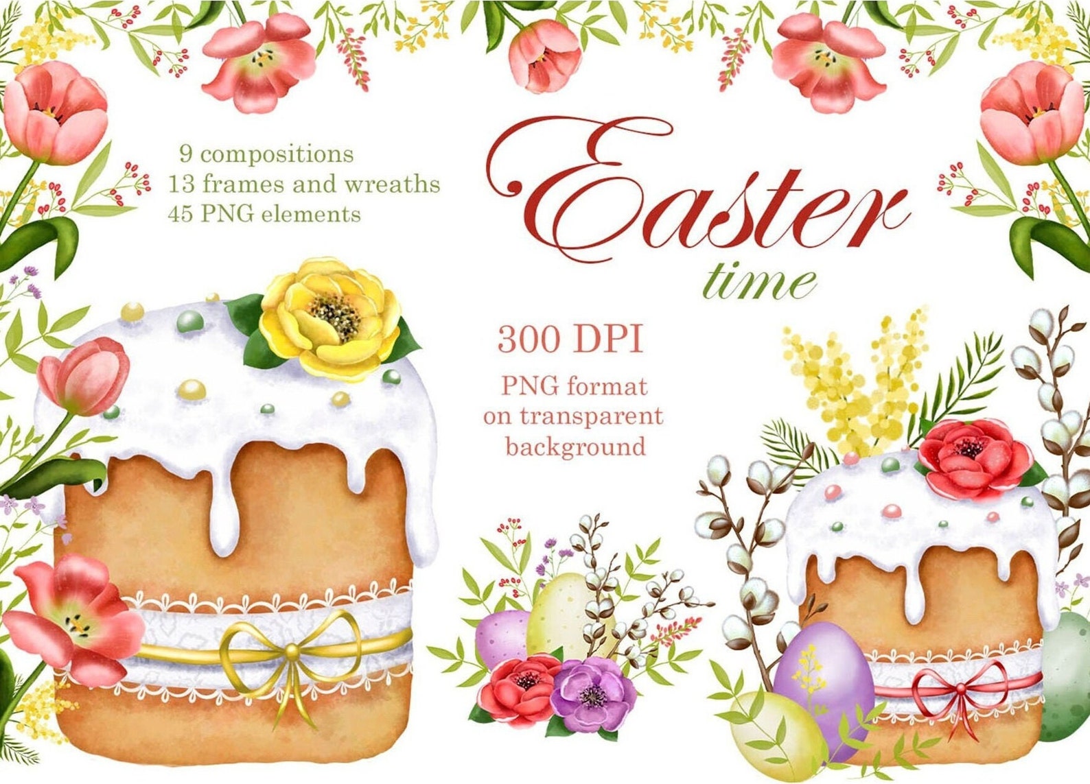 Easter Clipart, Pastries Clipart, Eggs Clipart, Spring Clipart, Wreaths ...