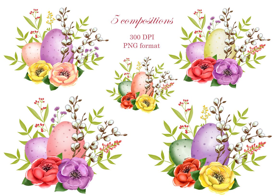 Easter Clipart, Pastries Clipart, Eggs Clipart, Spring Clipart, Wreaths ...