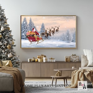 Samsung Frame Tv Art Christmas,frame TV Art Santa Sleigh and Reindeers ...