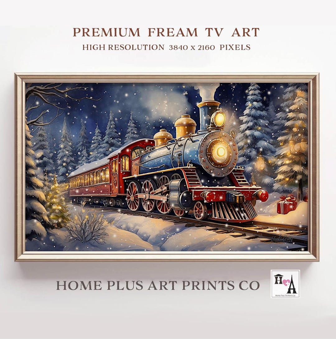 Winter Train Art for Samsung Frame TV Art,christmas Frame TV Art ...