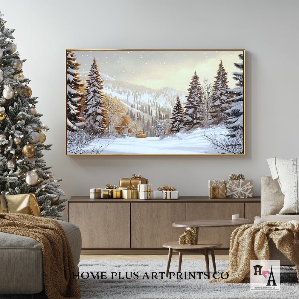 Winter Frame TV Art ,snowy Pine Forest Samsung Frame Tv Art,holiday ...
