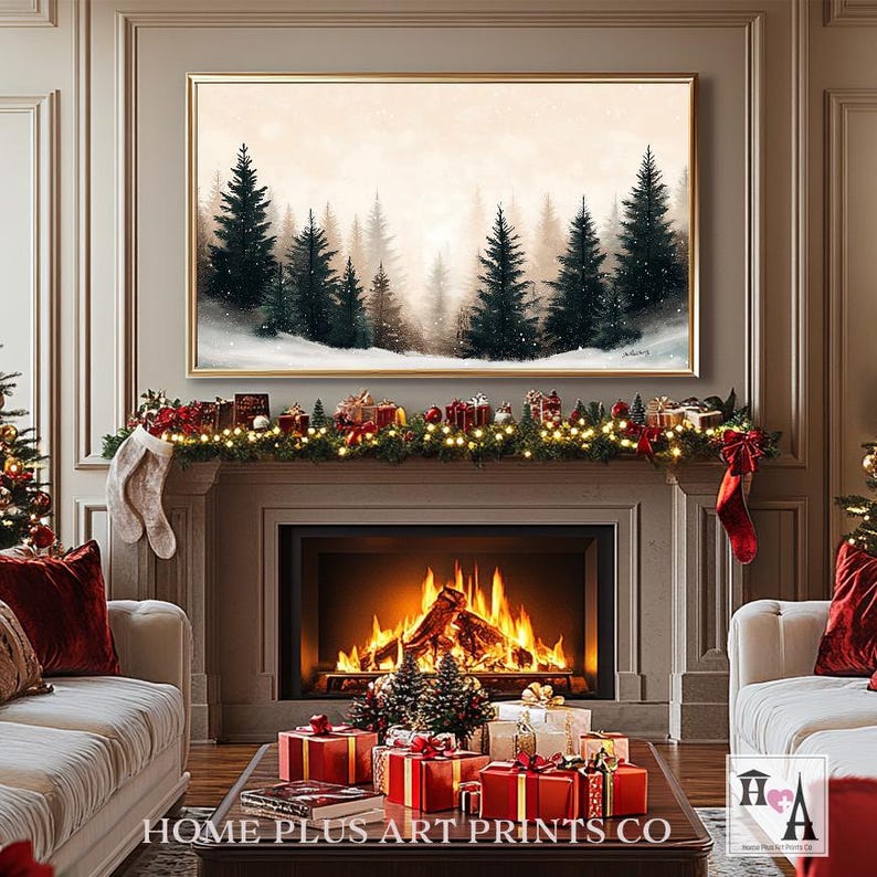 Winter Frame TV Art ,snowy Pine Forest Samsung Frame Tv Art,vintage ...