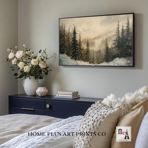 Winter Pine Forest Frame TV Art,winter Landscape Painting TV Art,winter ...