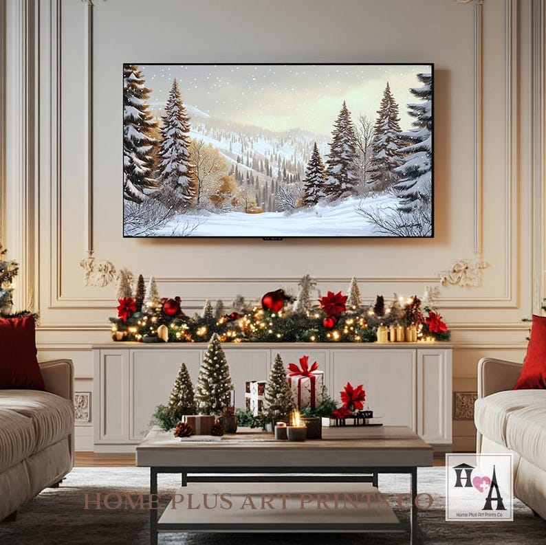 Winter Frame TV Art ,snowy Pine Forest Samsung Frame Tv Art,holiday ...