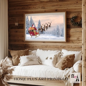 Samsung Frame Tv Art Christmas,frame TV Art Santa Sleigh and Reindeers ...