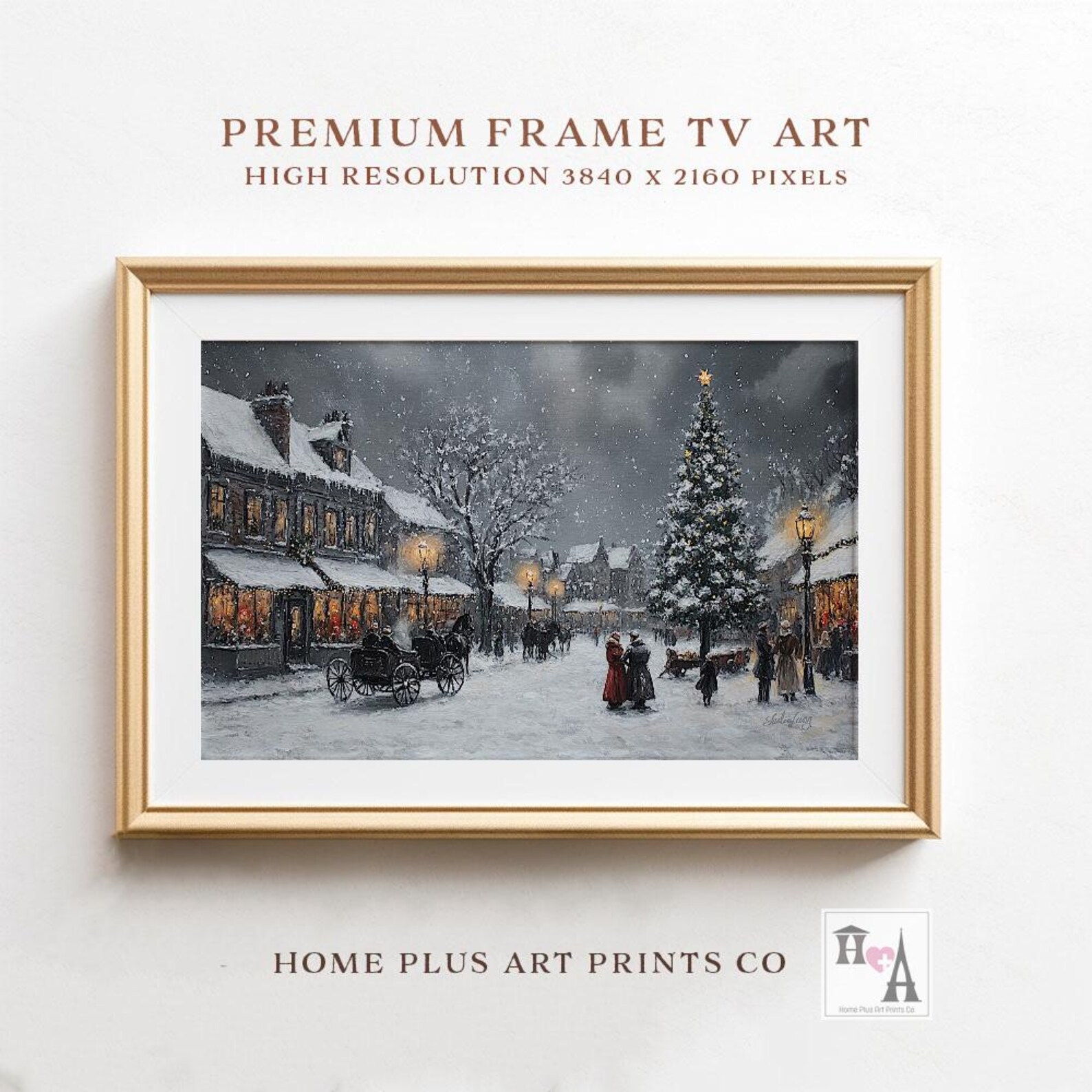 Christmas Frame TV Art, Vintage Town Painting for Samsung Frame TV ...