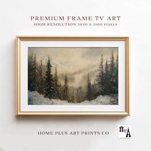 Winter Pine Forest Frame TV Art,winter Landscape Painting TV Art,winter ...
