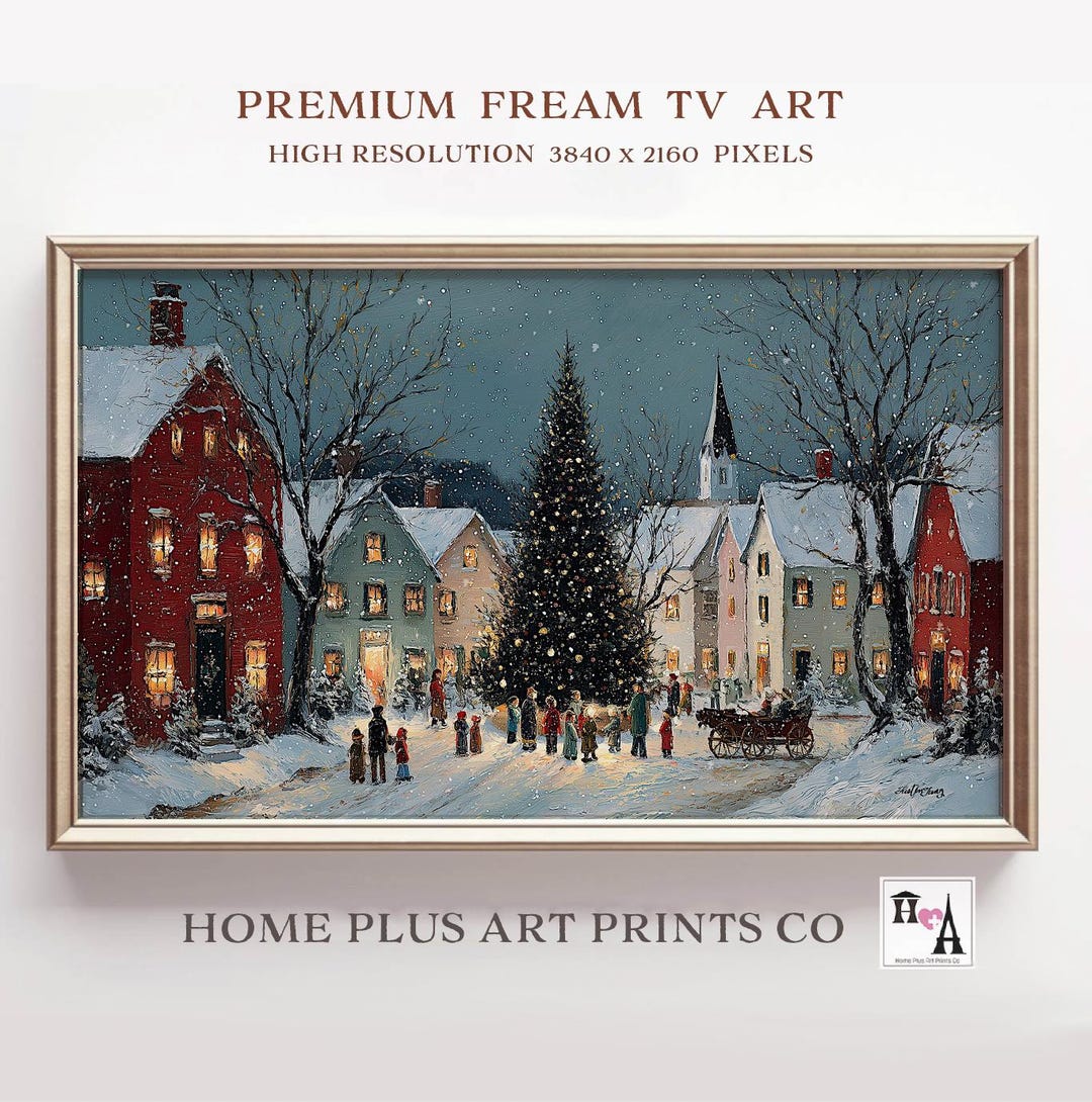 Christmas Village Frame TV Art, Christmas Tree Landscape TV Art ...