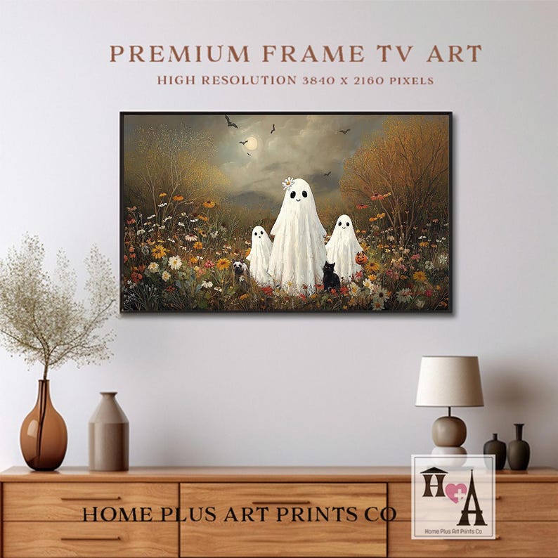 Halloween Ghost Family Frame TV Art: Spooky Wildflower Field (digital ...