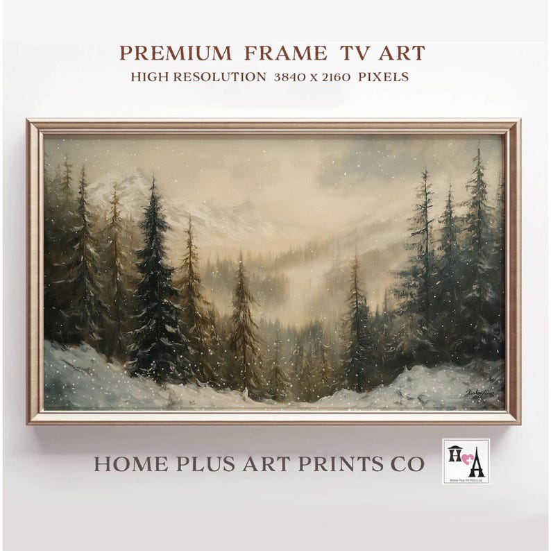 Winter Pine Forest Frame TV Art,winter Landscape Painting TV Art,winter ...