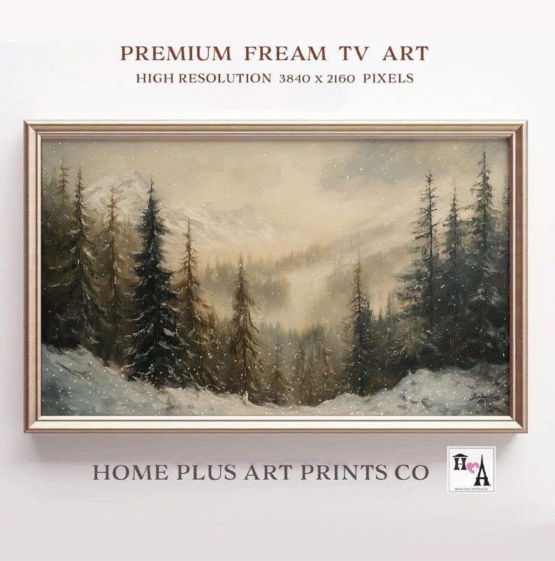 Winter Pine Forest Frame TV Art,winter Landscape Painting TV Art,winter ...