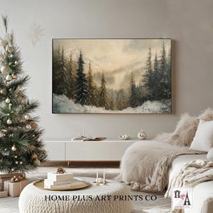 Winter Pine Forest Frame TV Art,winter Landscape Painting TV Art,winter ...