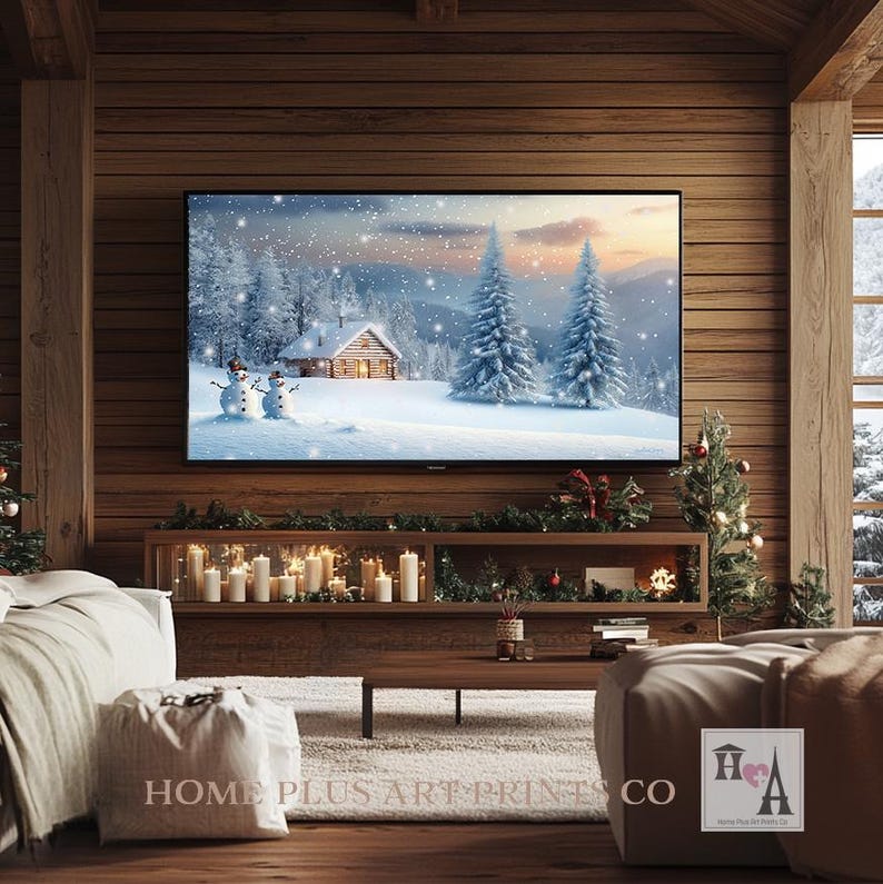 Christmas Frame TV Art,winter Cabin Samsung Frame TV Art,winter ...