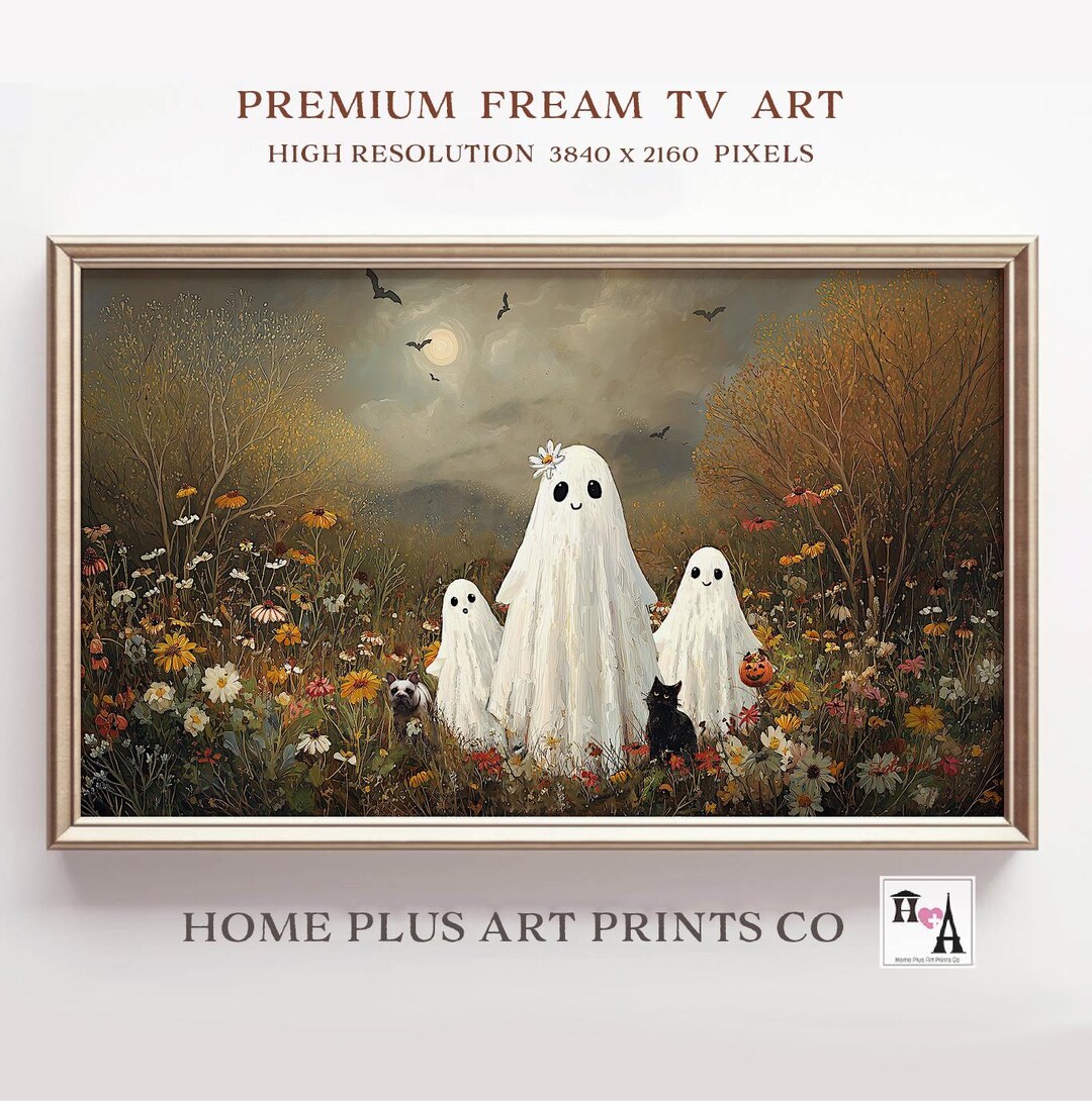 Halloween Ghost Family Frame TV Art: Spooky Wildflower Field (digital ...