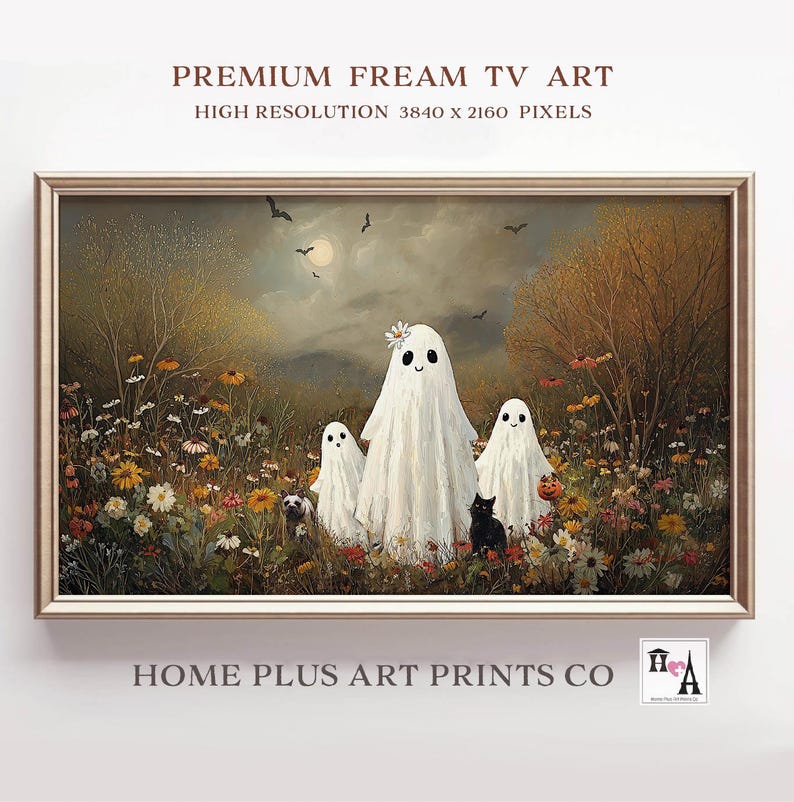 Halloween Ghost Family Frame TV Art: Spooky Wildflower Field (digital ...
