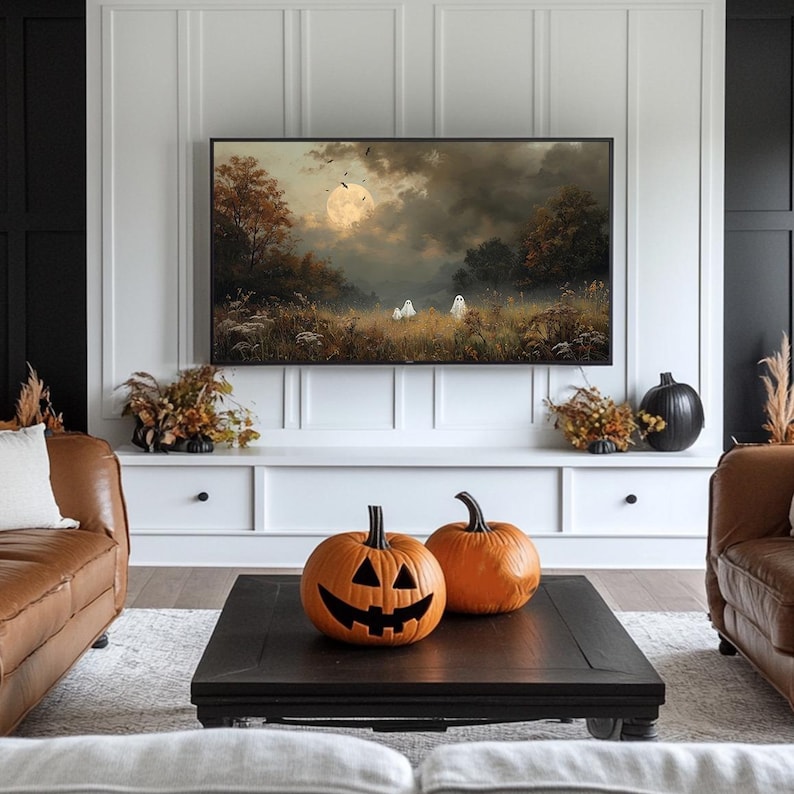 Ghost Family Samsung Frame TV Art, Ghost Family in Vintage Landscape ...