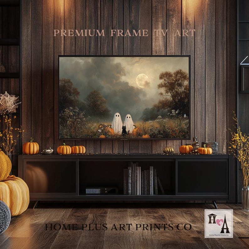 Halloween Samsung Frame TV Art, Ghost Family in Vintage Landscape ...