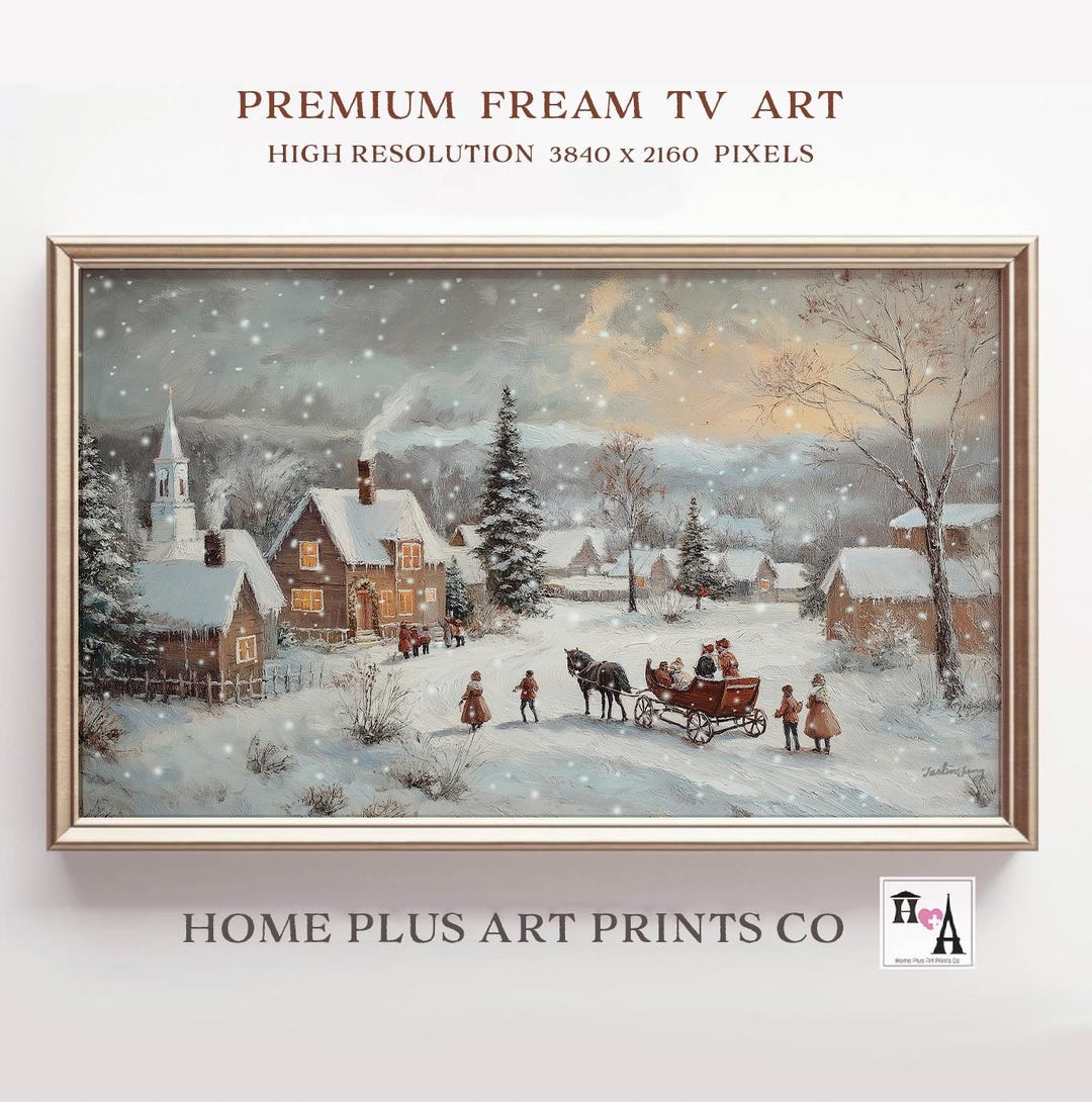 Christmas Frame TV Art,snowy Village Samsung Frame TV Art,cozy ...