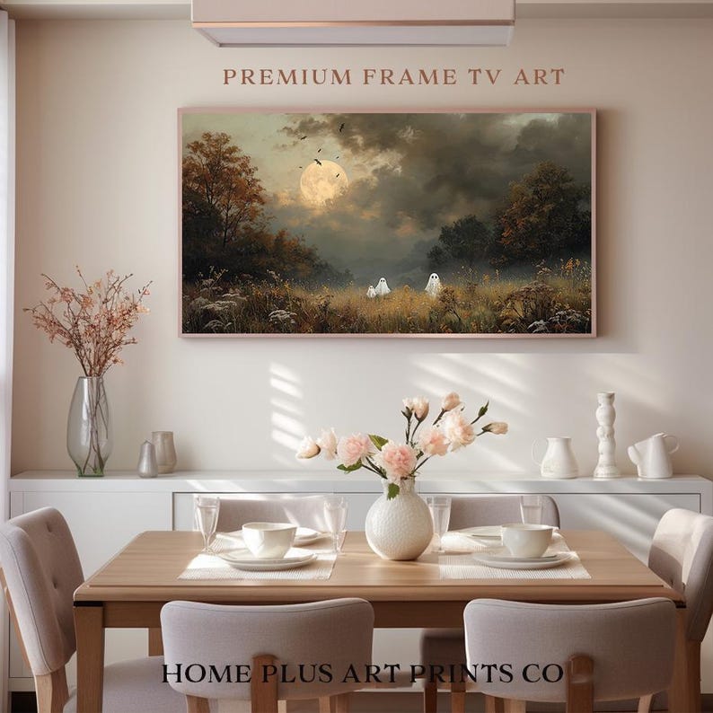 Ghost Family Samsung Frame TV Art, Ghost Family in Vintage Landscape ...
