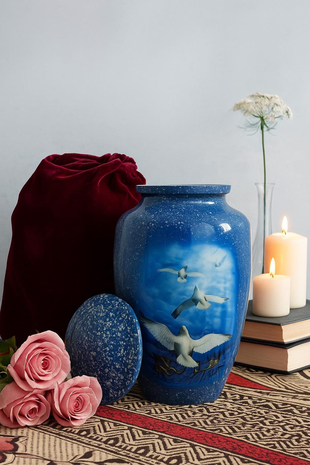 Blue Cremation Urn for Ashes – Pigeon & Cloud Design, Memorial Urn - Etsy
