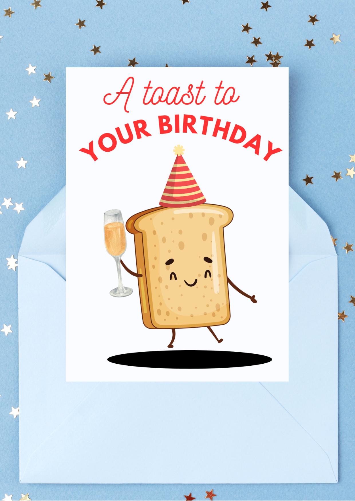Happy Birthday Toast Card - DIGITAL Download - Printable Card -bday ...