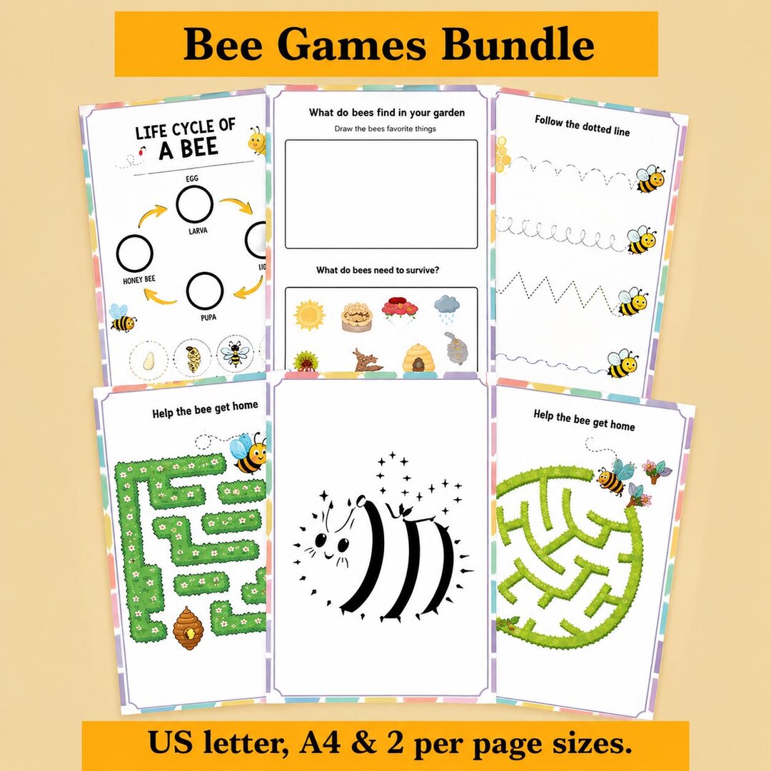 Printable Bee Games Bundle, World Bee Day Activity, Birthday Party ...